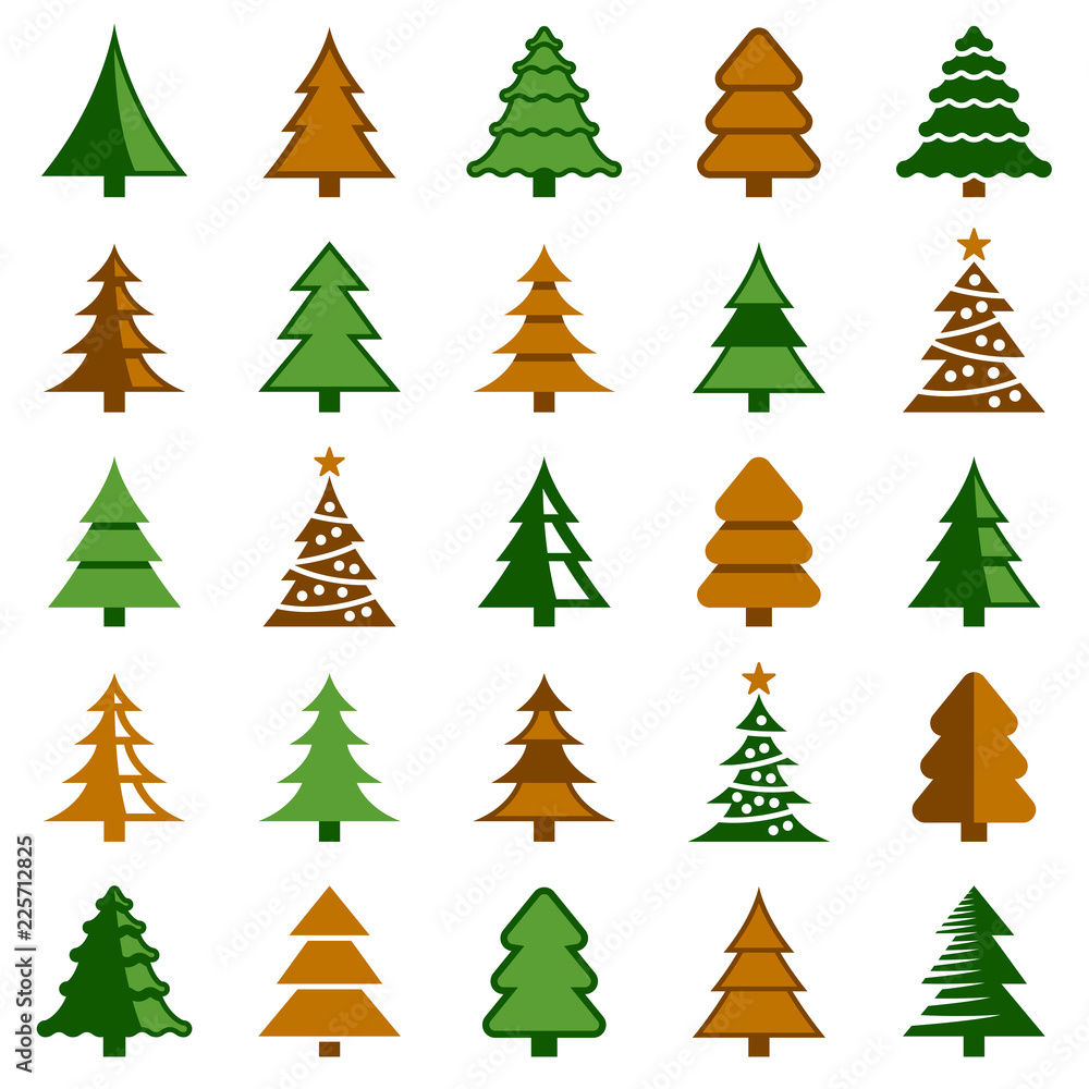 Christmas tree icon collection - vector color illustration Stock Vector ...