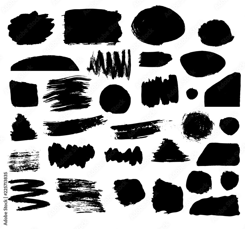 Rough edge shapes. Hand drawn brush background. Ink box. Stock Vector ...