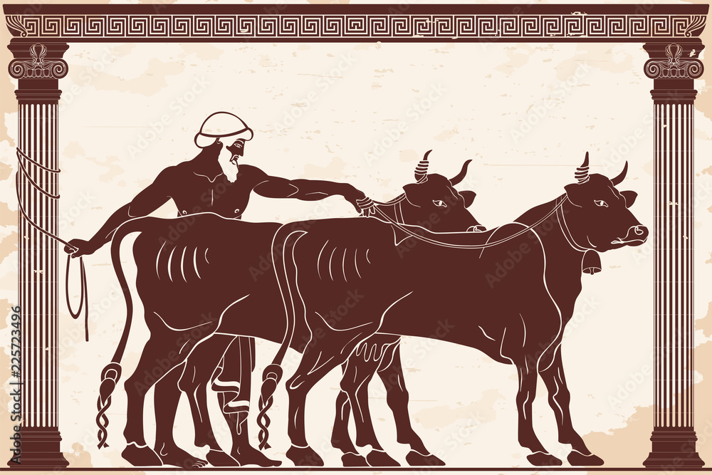 Hercules kidnaps cows herd of Gerion. 12 exploits of Hercules. Figure ...