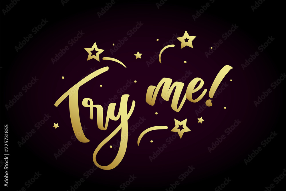 Vecteur Stock Try me. Beautiful greeting card poster, calligraphy ...