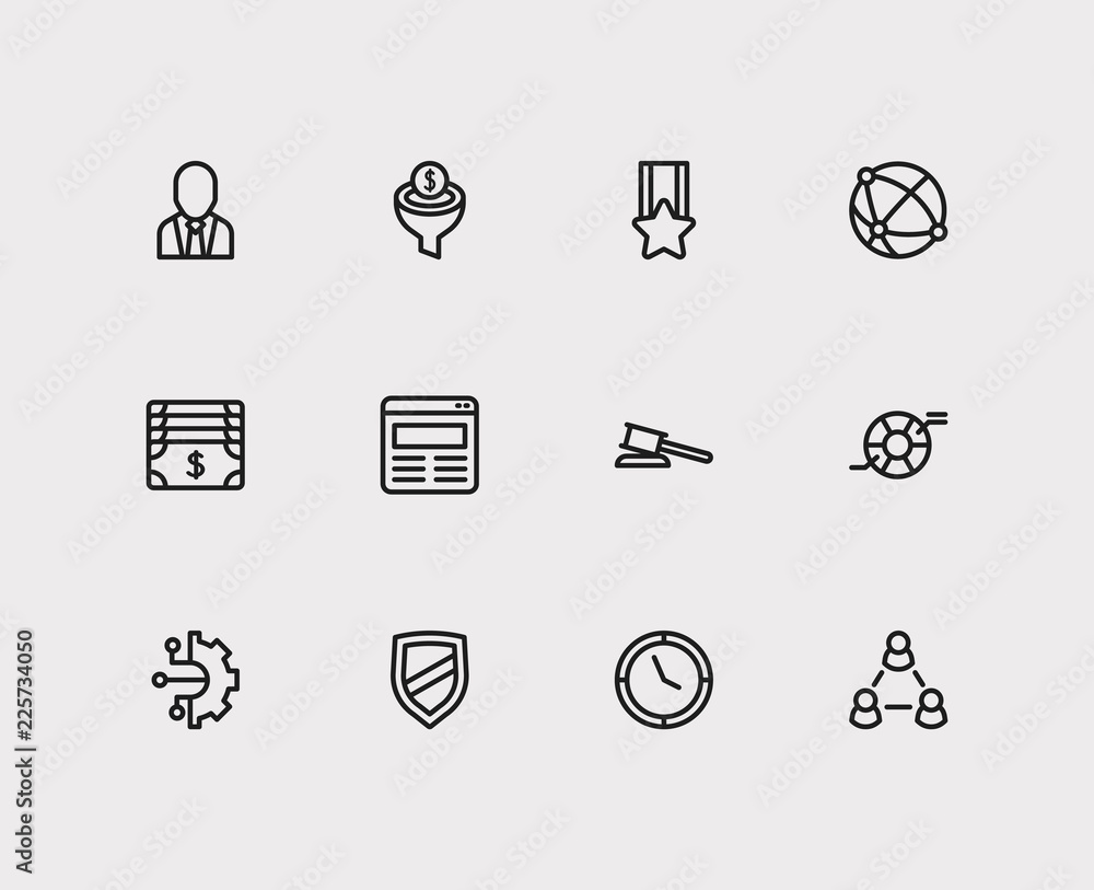 Trade icons set. Global network and trade icons with integrity value ...