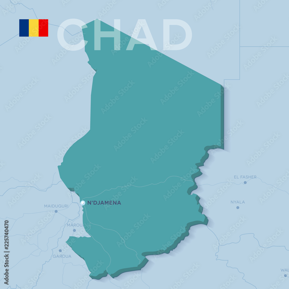Verctor Map of cities and roads in Chad. Stock Vector | Adobe Stock