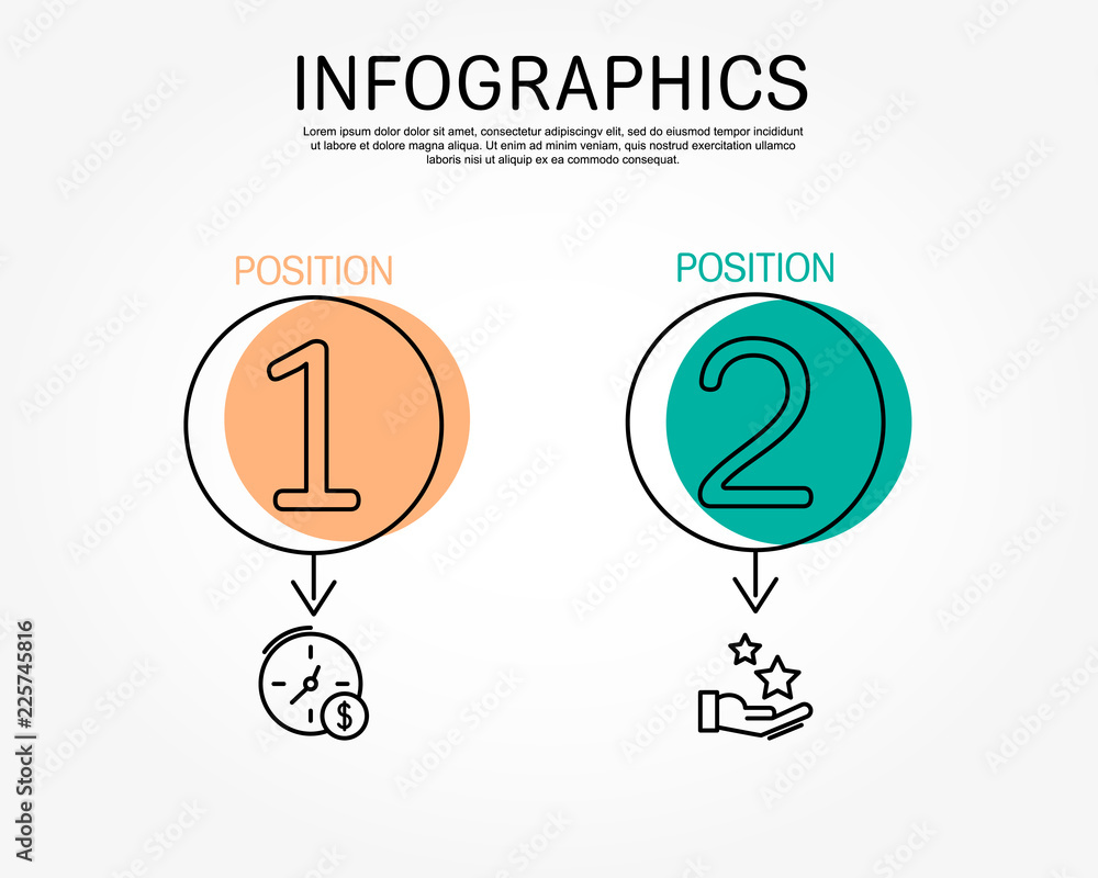 Modern and simple vector illustration. Two circles infographic template ...