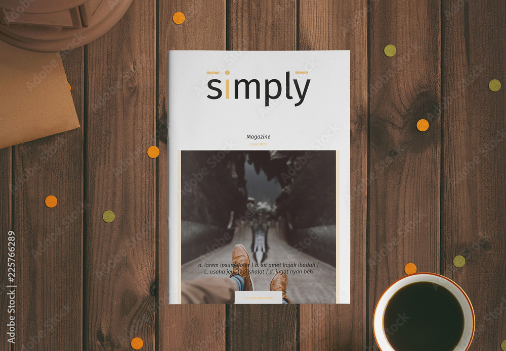 Magazine Layout with Pale Yellow Accents Stock Template | Adobe Stock