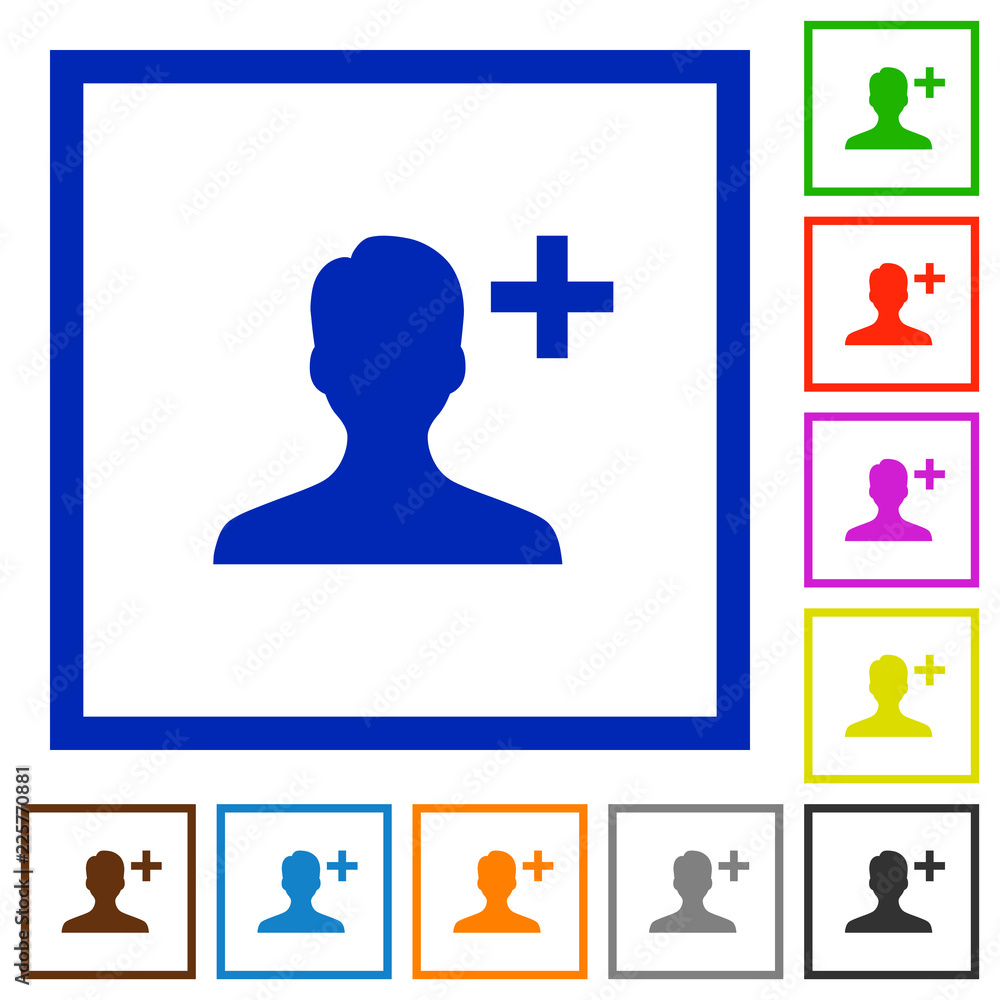 Add new user flat framed icons Stock Vector | Adobe Stock