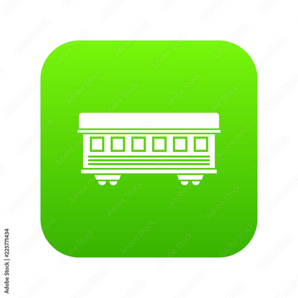 Passenger train car icon digital green for any design isolated on white ...
