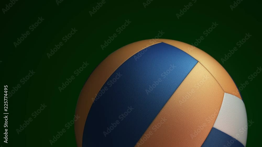 Animation of slow rotation ball for volleyball game. View of close-up ...