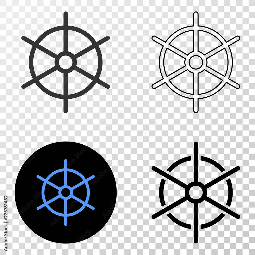 Ship rule wheel EPS vector pictogram with contour, black and colored ...