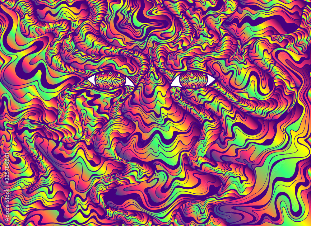 Psychedelic alien eyes with waves. Bright gradient colors. Fantastic ...