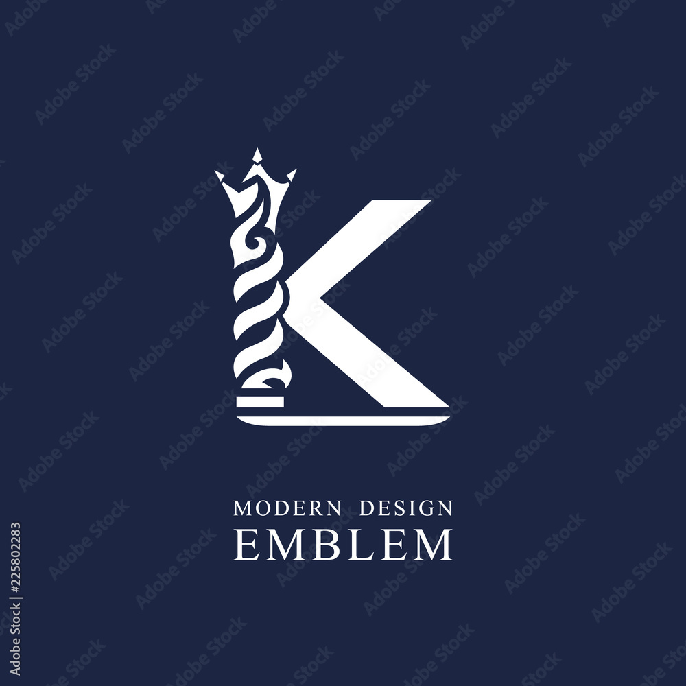Capital letter K. Graceful royal style. Minimal art design. Elegant ...