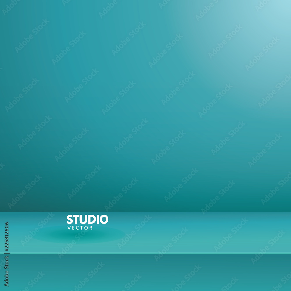 Empty vivid blue color studio table room background ,product display ...