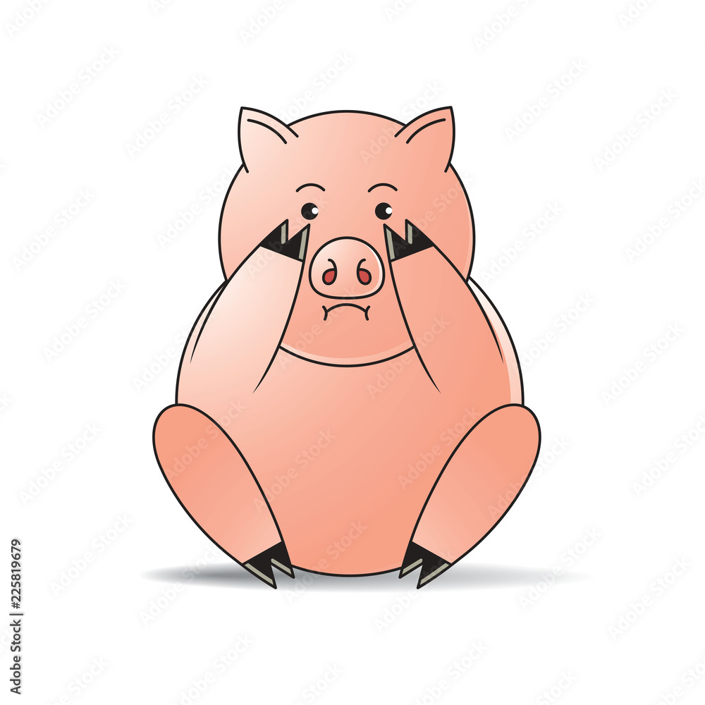 Sad Cartoon Pig