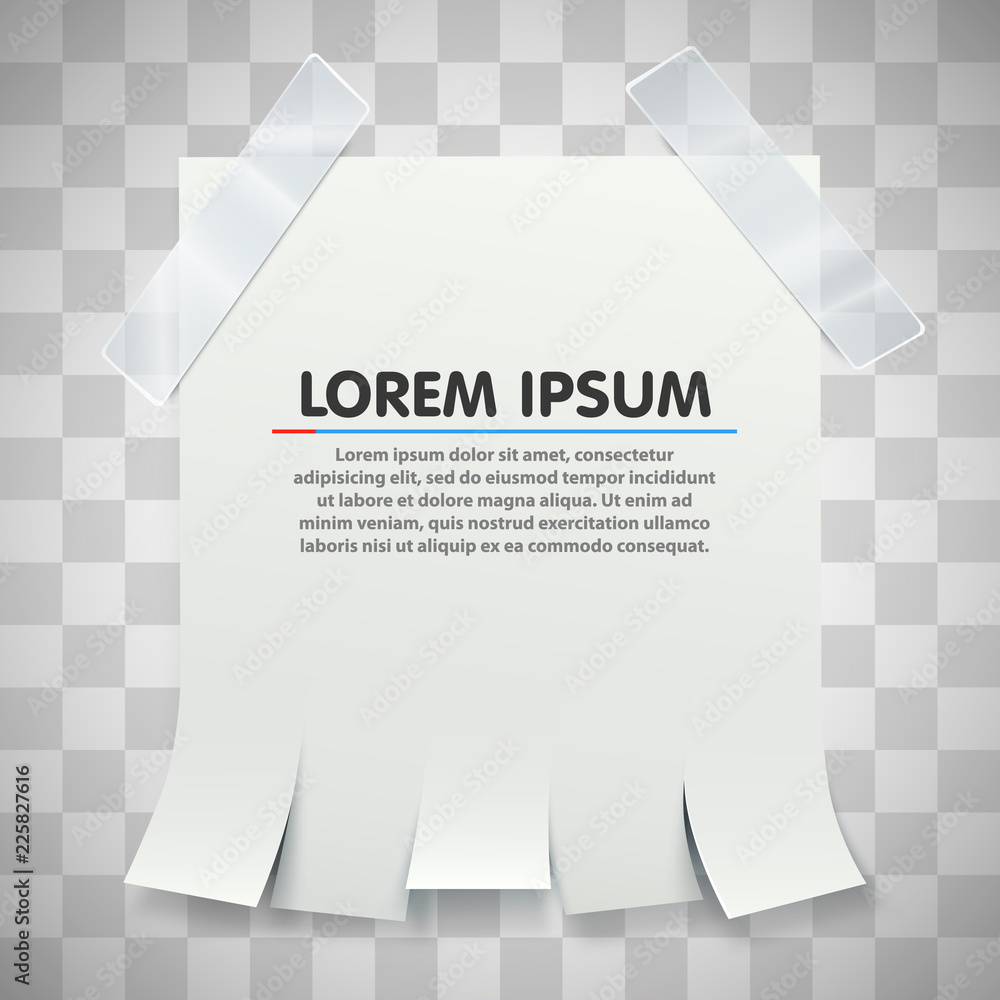 Poster Blank advertisement with tear off tabs and adhesive tape on ...