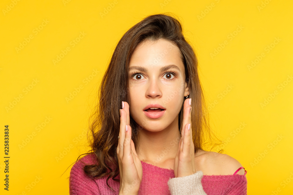 surprised startled amazed astounded woman. gasping with astonishment ...