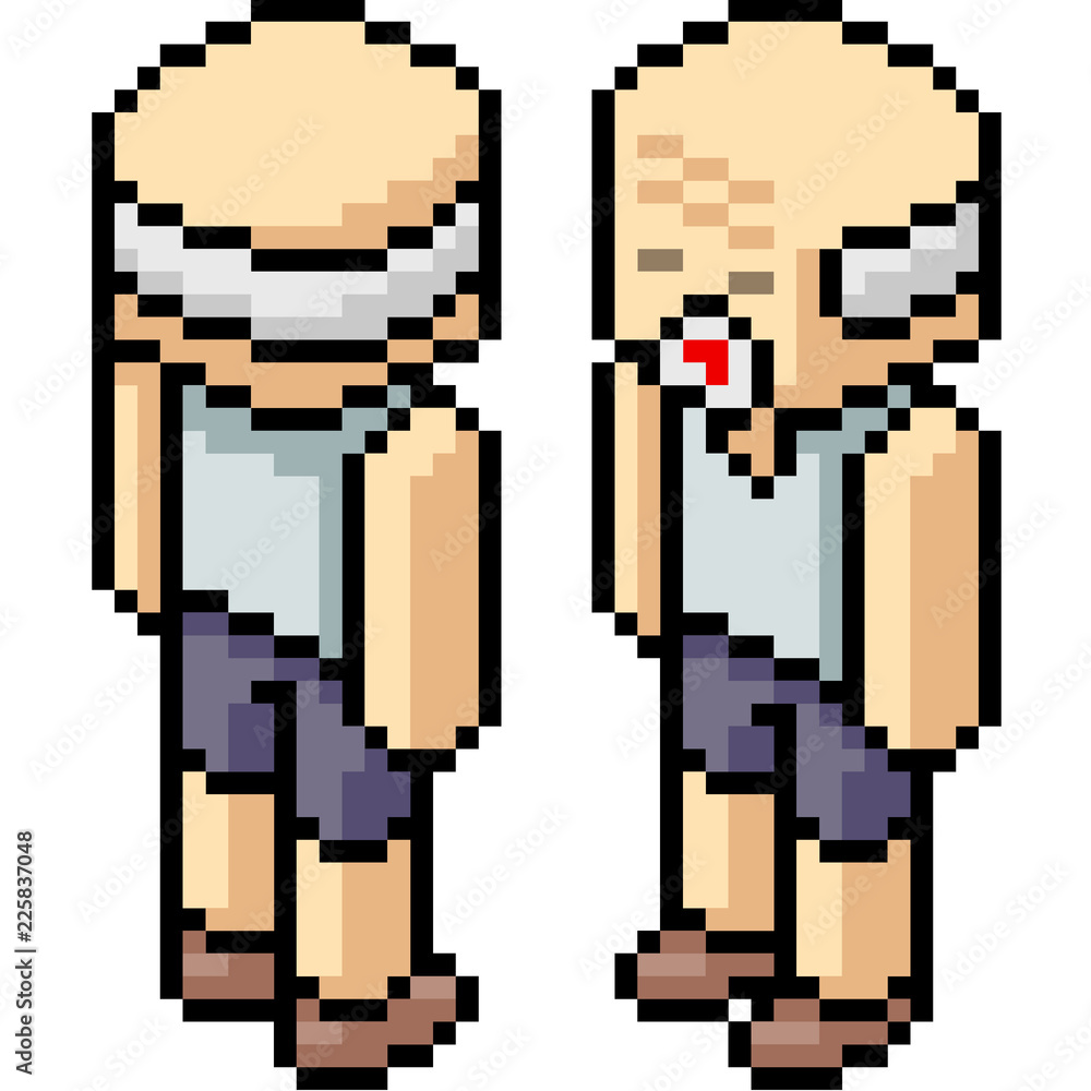 vector pixel art old man isometric Stock Vector | Adobe Stock