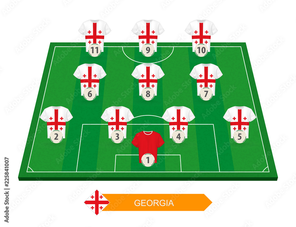 Georgia football team lineup on soccer field for European football ...