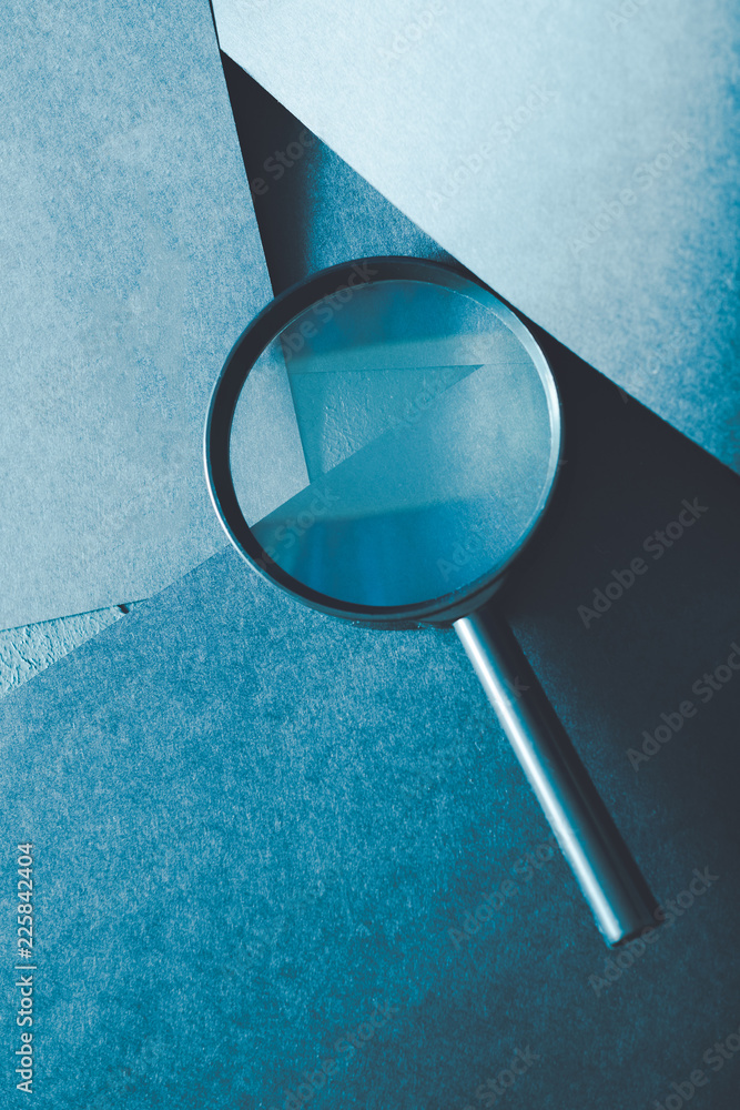 magnifying glass. science research exploration and scrutiny concept ...