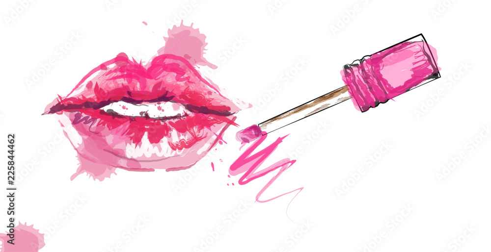 Light pink lip gloss and lips. vector de Stock | Adobe Stock