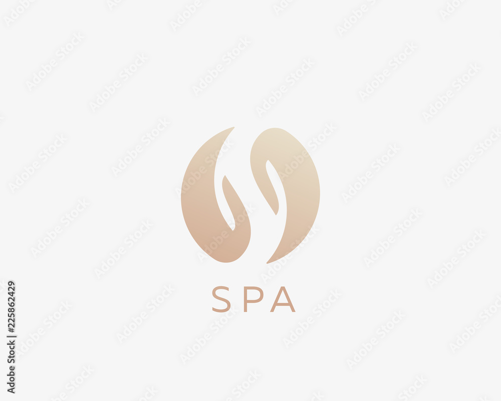 SPA, letter S, yin yang, hands logotype. Relax massage care vector logo ...