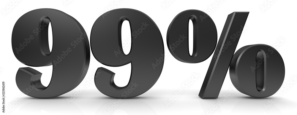 99 % percent sign percentage symbol 3d black interest rate icon ...