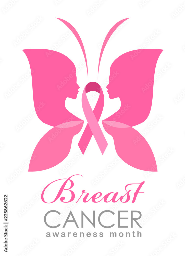 Cancer Ribbon With Butterfly Wings
