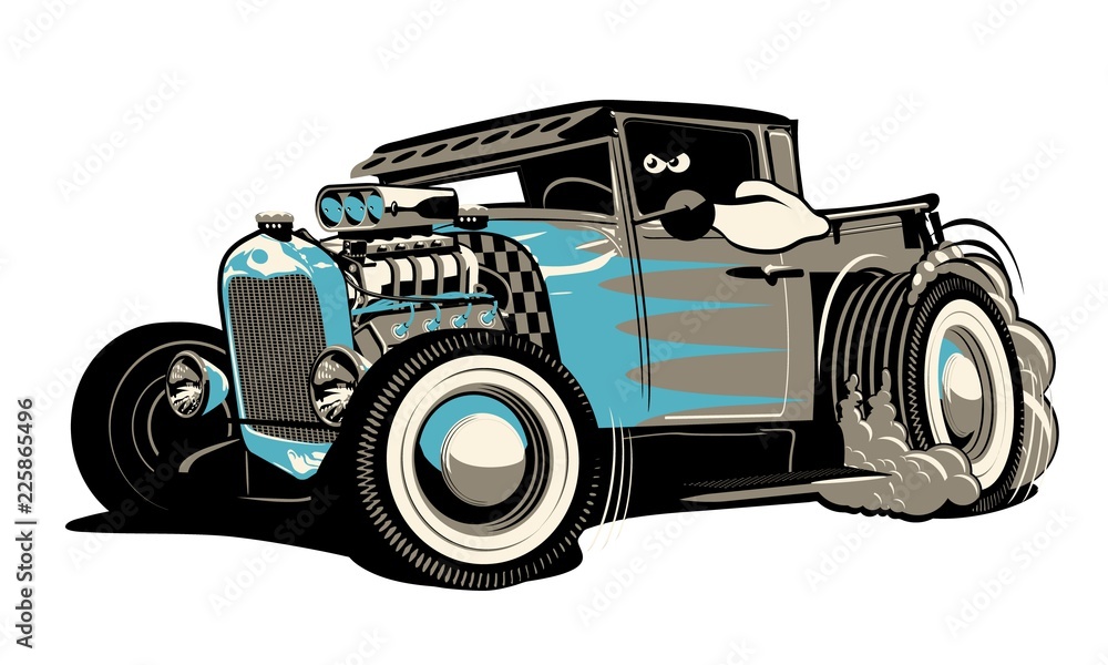 Cartoon retro hot rod isolated on white background Stock Vector | Adobe ...