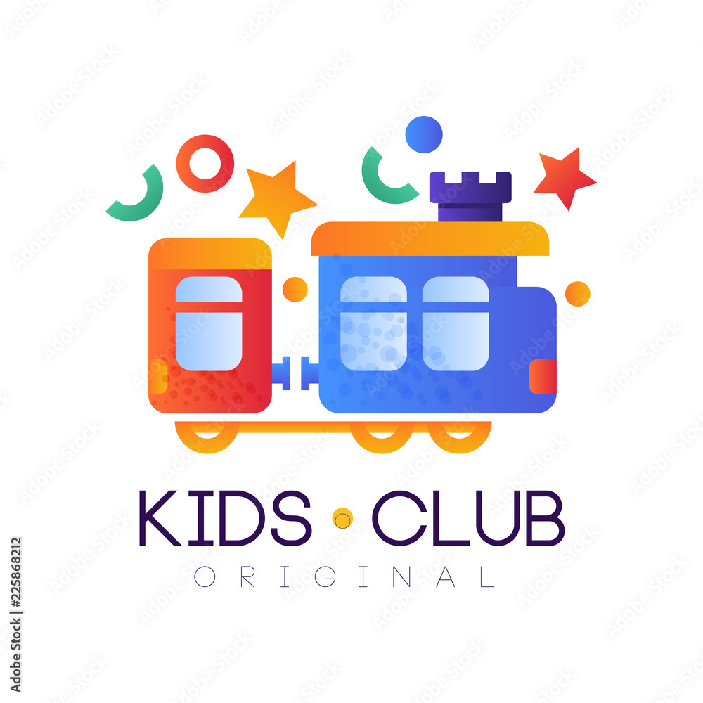 Kids club logo original, colorful creative label template, playground ...