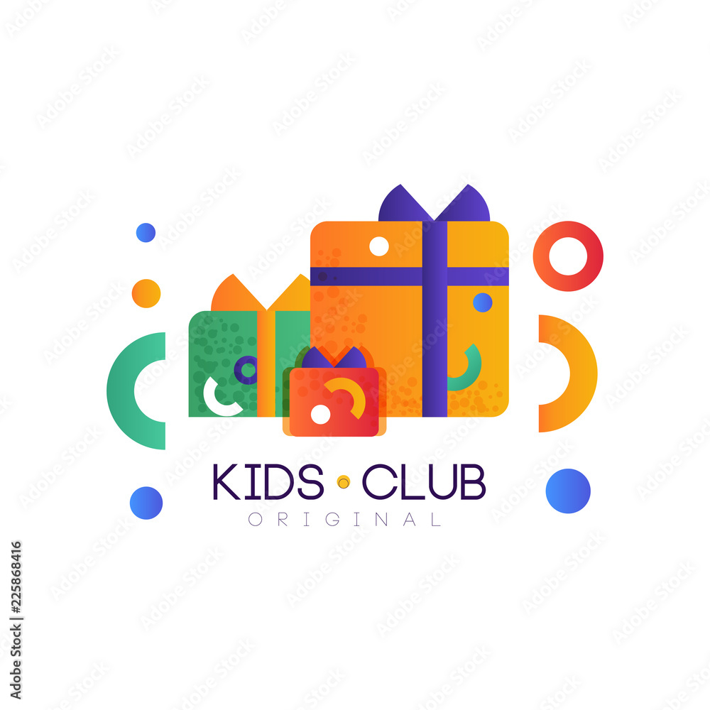 Kids club logo original, colorful creative label template, playground ...