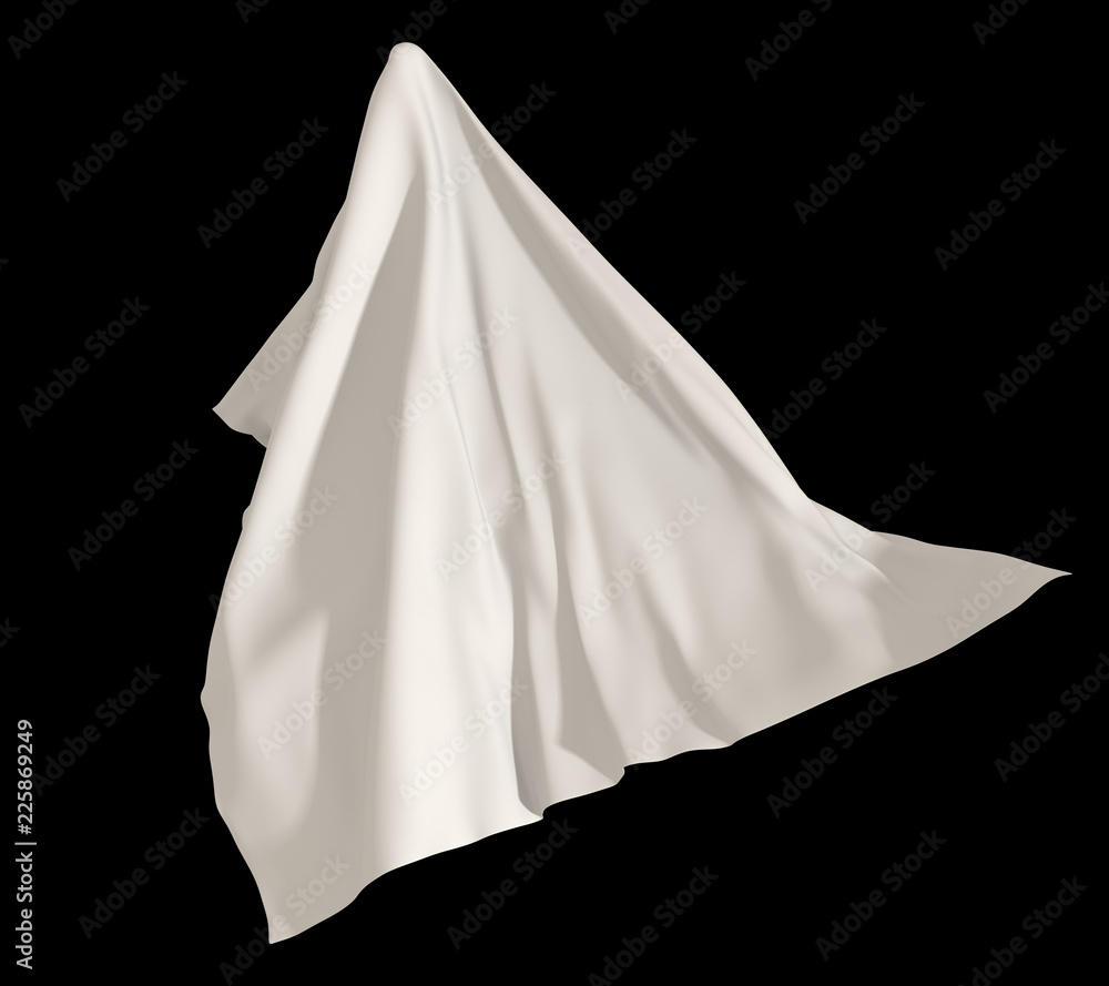 3d render, abstract fashion background, floating white folded cloth ...