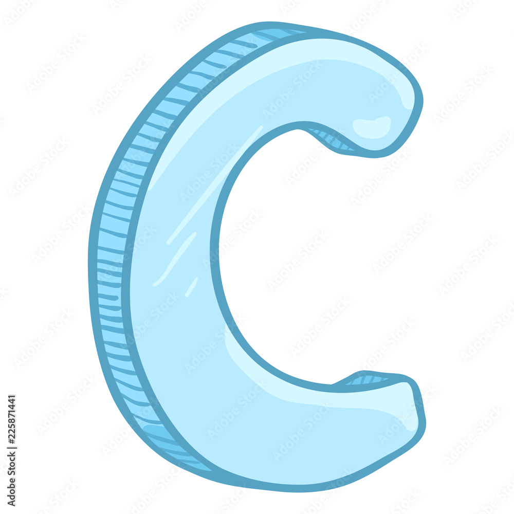 Vector Single Cartoon Illustration - Ice Blue Letter C Stock Vector ...