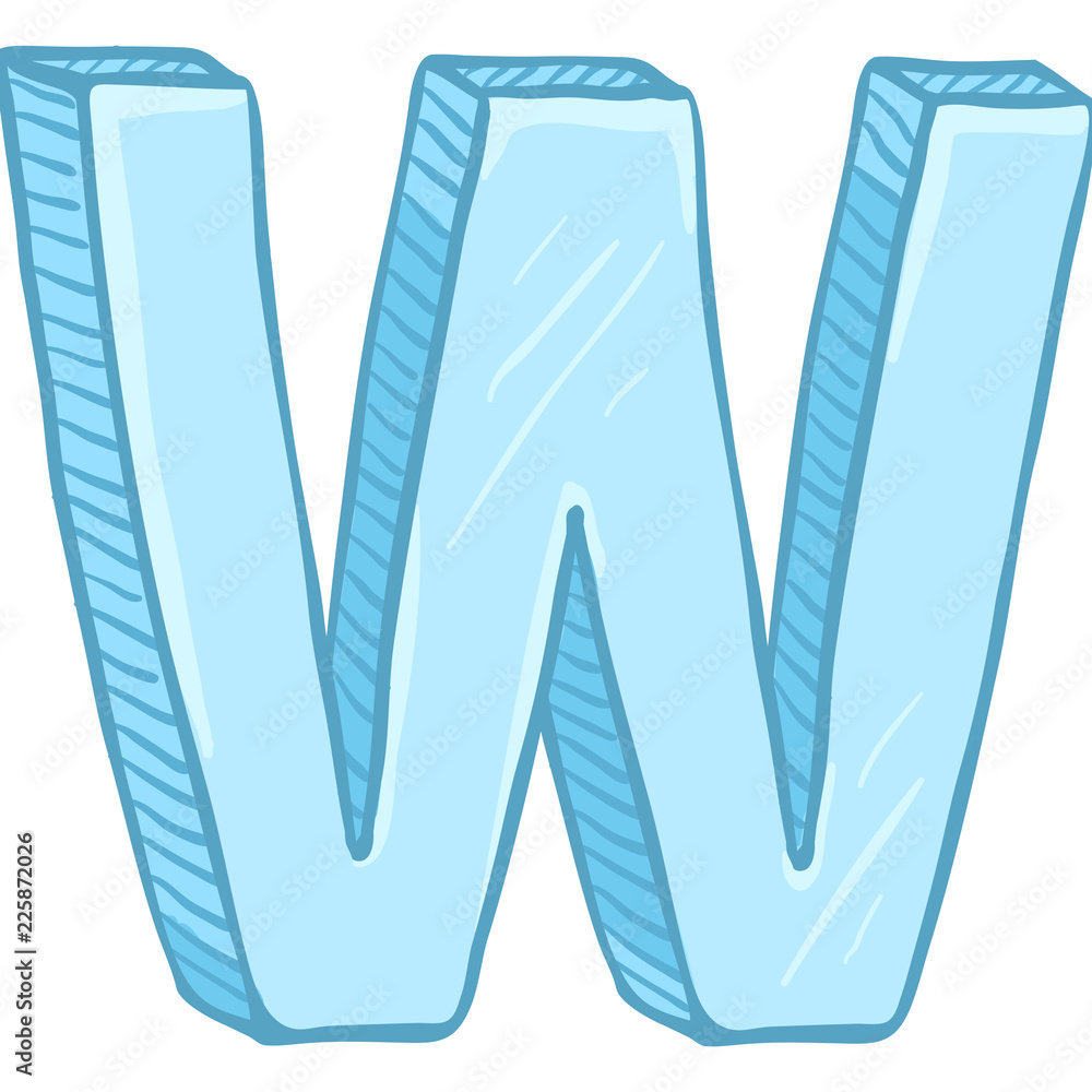 Vector Single Cartoon Illustration - Ice Blue Letter W Stock Vector ...