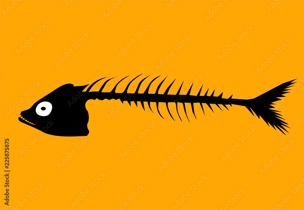 Fishbone vector illustration,isolated on yellow background Stock Vector ...