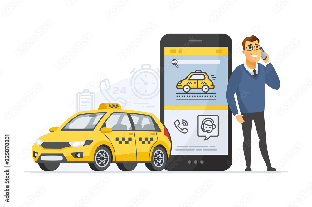 Taxi service - modern vector cartoon character illustration Stock ...