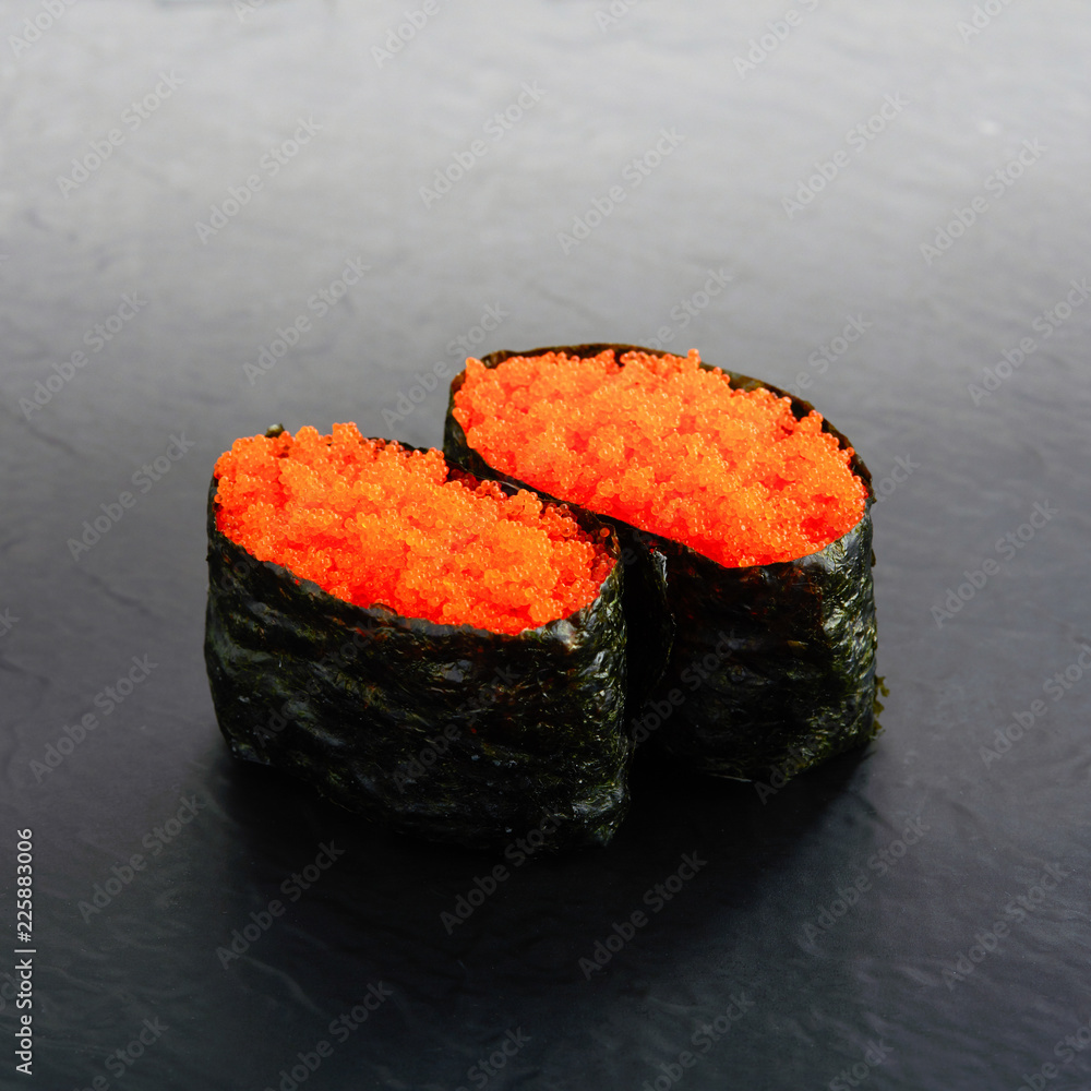 shrimp roe sushi japanese food traditional ebiko rice with seaweed ...