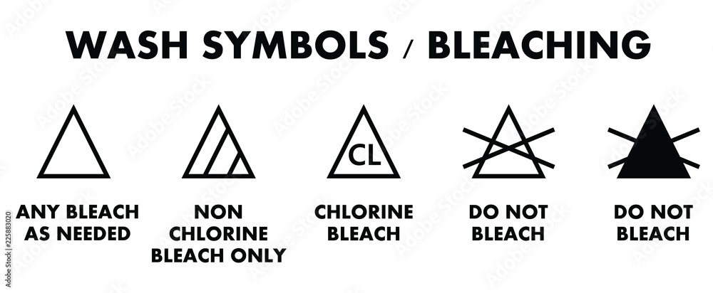 Laundry bleaching symbols. Icons for different type of garment bleach ...