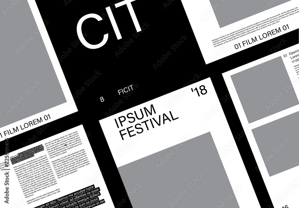 Black and White Event Catalog Layout Stock Template | Adobe Stock
