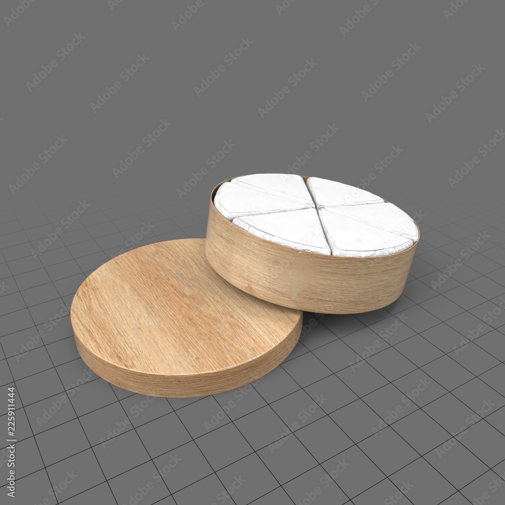 Wood container of cheese packages Stock 3D asset | Adobe Stock