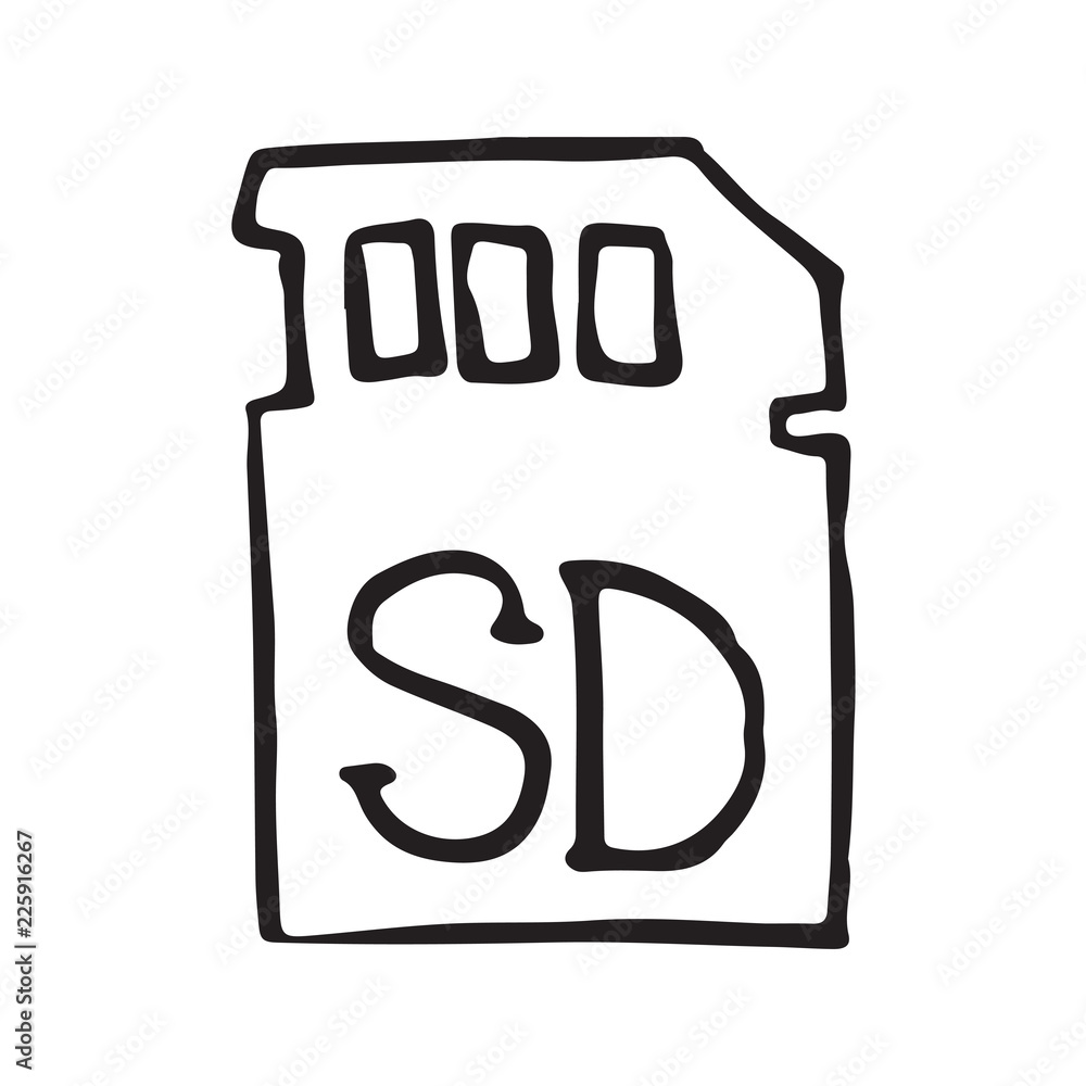 Sd card for external memory hand drawn outline doodle icon Stock Vector ...