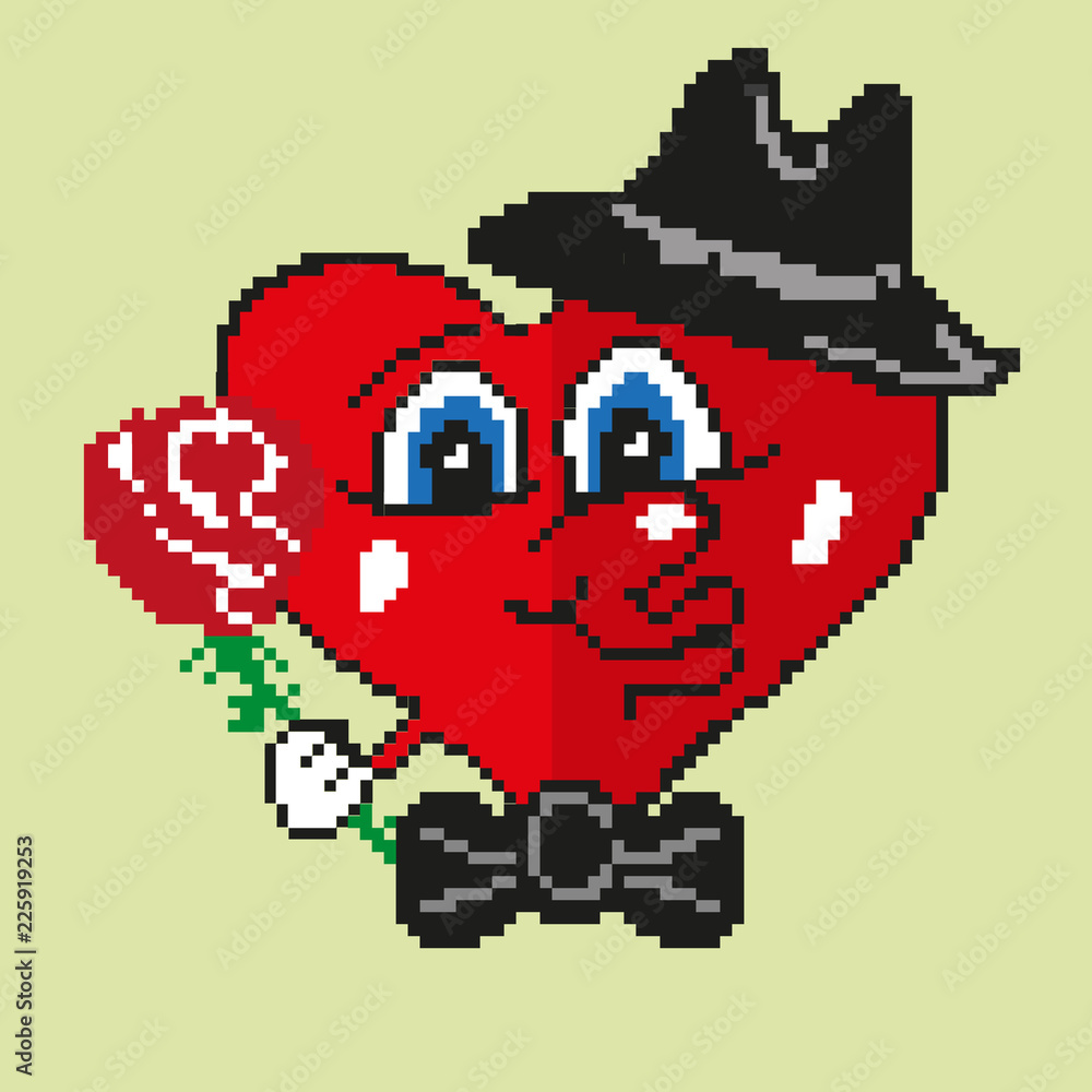 Heart in pixel-art style. Vector illustration. Stock Vector | Adobe Stock