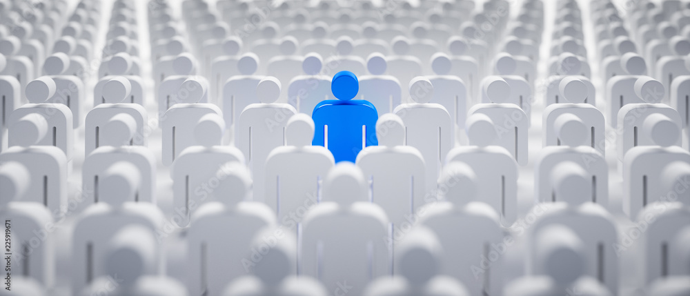 Blaues Individuum in der Menge - Konzept Leadership und Excellence ...