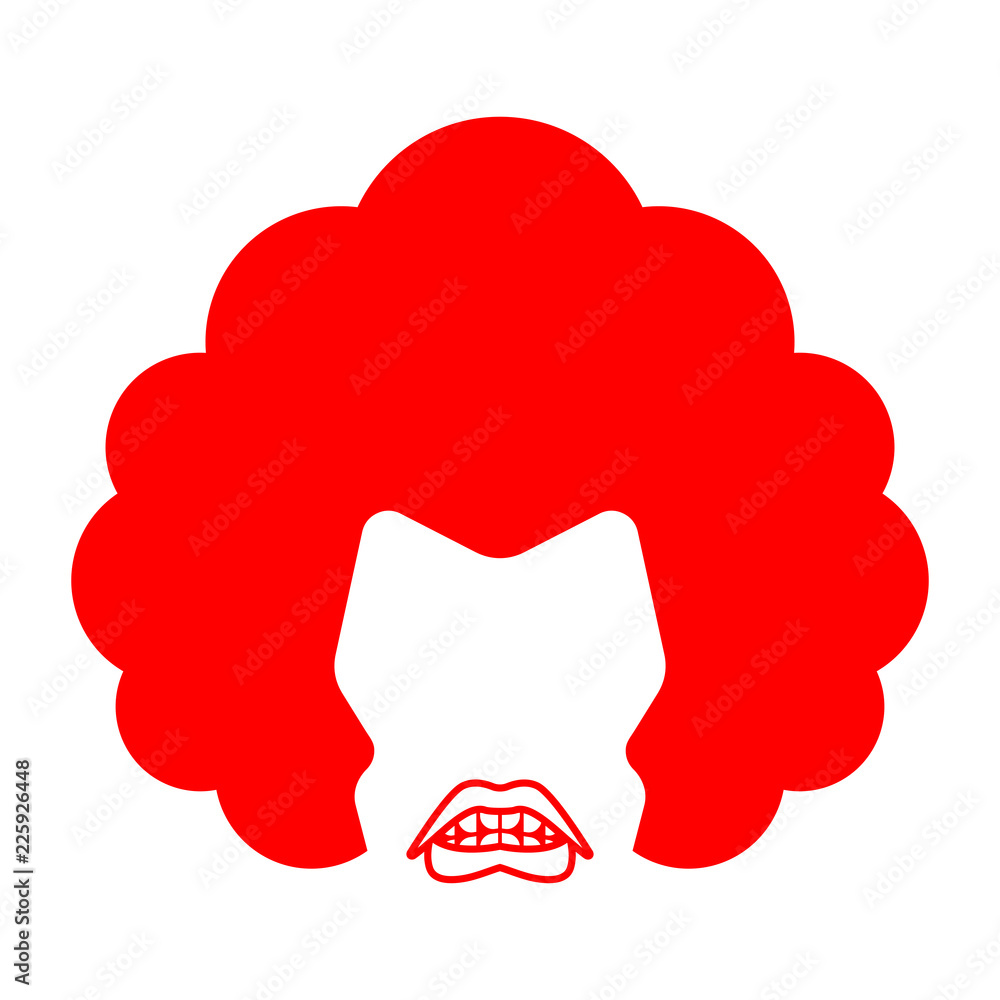 Angry woman face icon. grumpy wife portrait. terrible irate female head ...