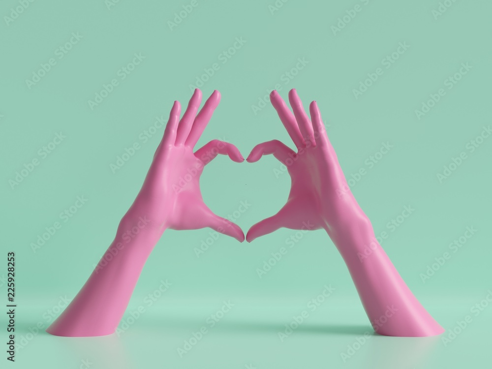 Foto Stock 3d render, female hands isolated, heart shape, love gesture ...