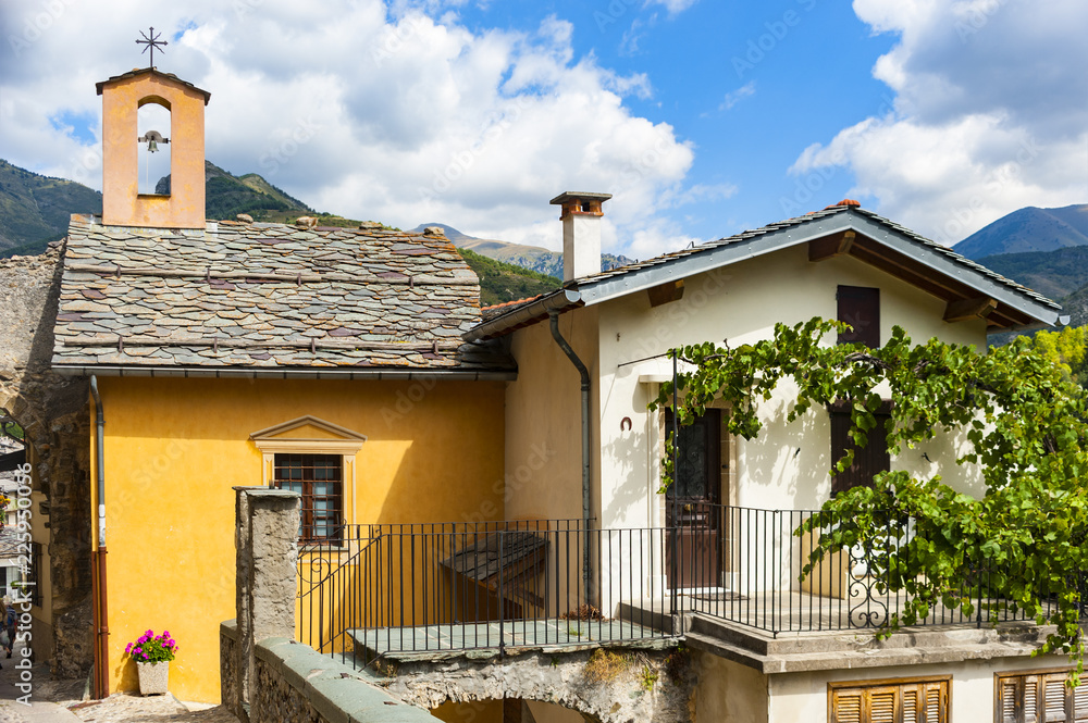 Fortified town Tende on Franco-Italian border in French Alps has alpine ...