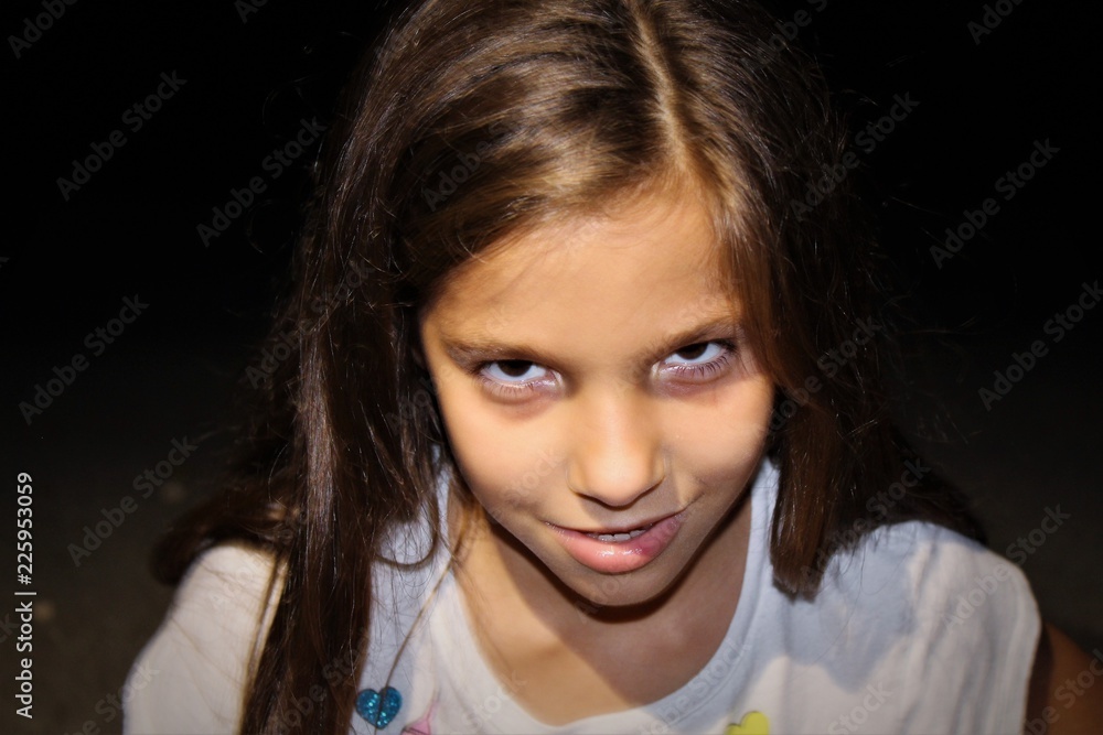 scary face girl Stock Photo | Adobe Stock