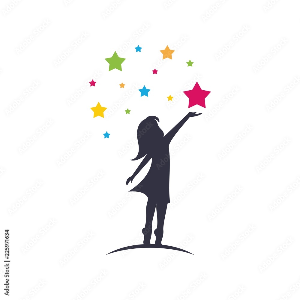 A child take a star logo design vector emblem design concept creative ...
