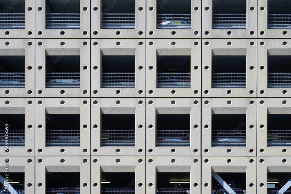 Multi level parking area. Architecture building with car garage. Multi ...
