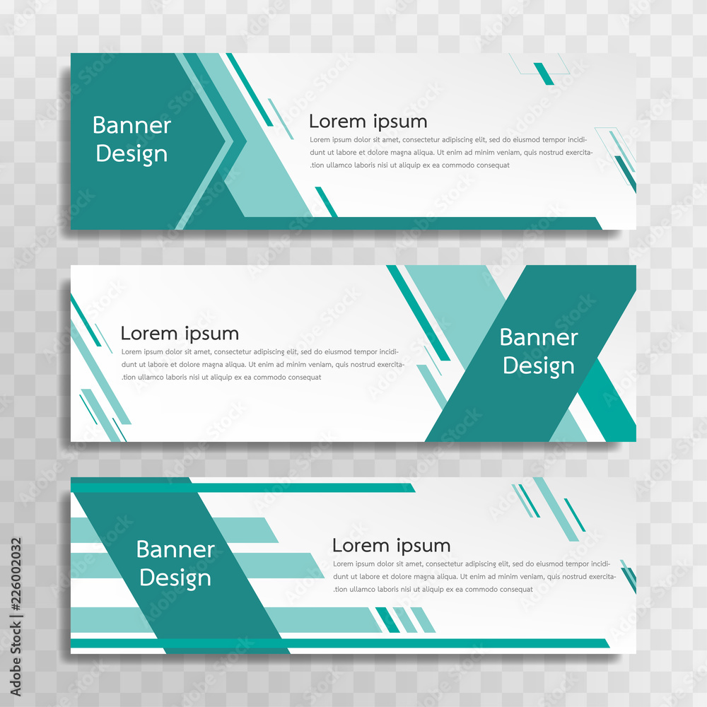 Vector green banner template design with 3 designs. Stock Vector ...
