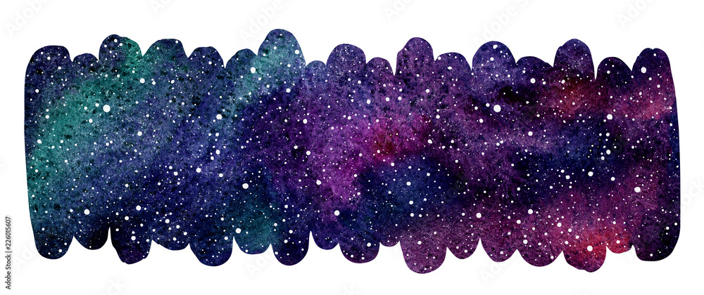 Cosmic, cosmos, space watercolor background. Elongated brush stroke ...