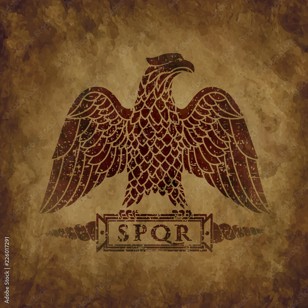 Logo of the Roman eagle on an old shabby texture. vector de Stock ...