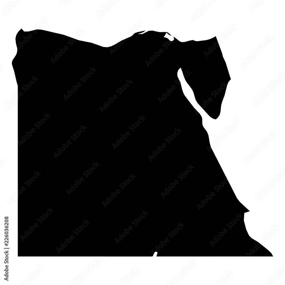 Egypt - solid black silhouette map of country area. Simple flat vector ...
